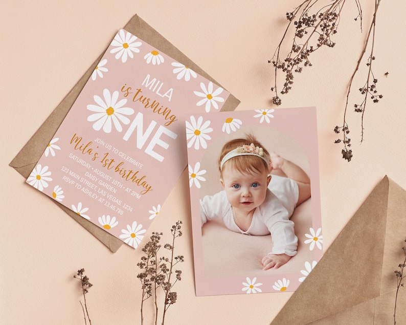 Editable Daisy Birthday Invitation Daisy First Birthday - Etsy