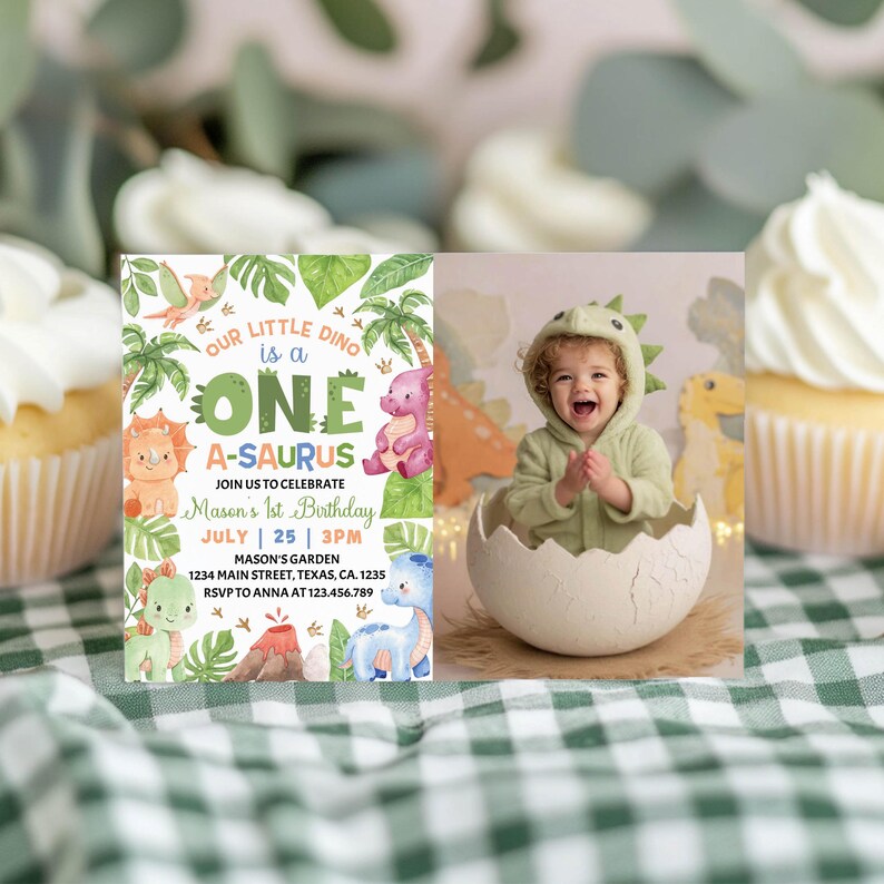 Oneasaurus Birthday Invitation, Dinosaur 1st Birthday Invitation ...