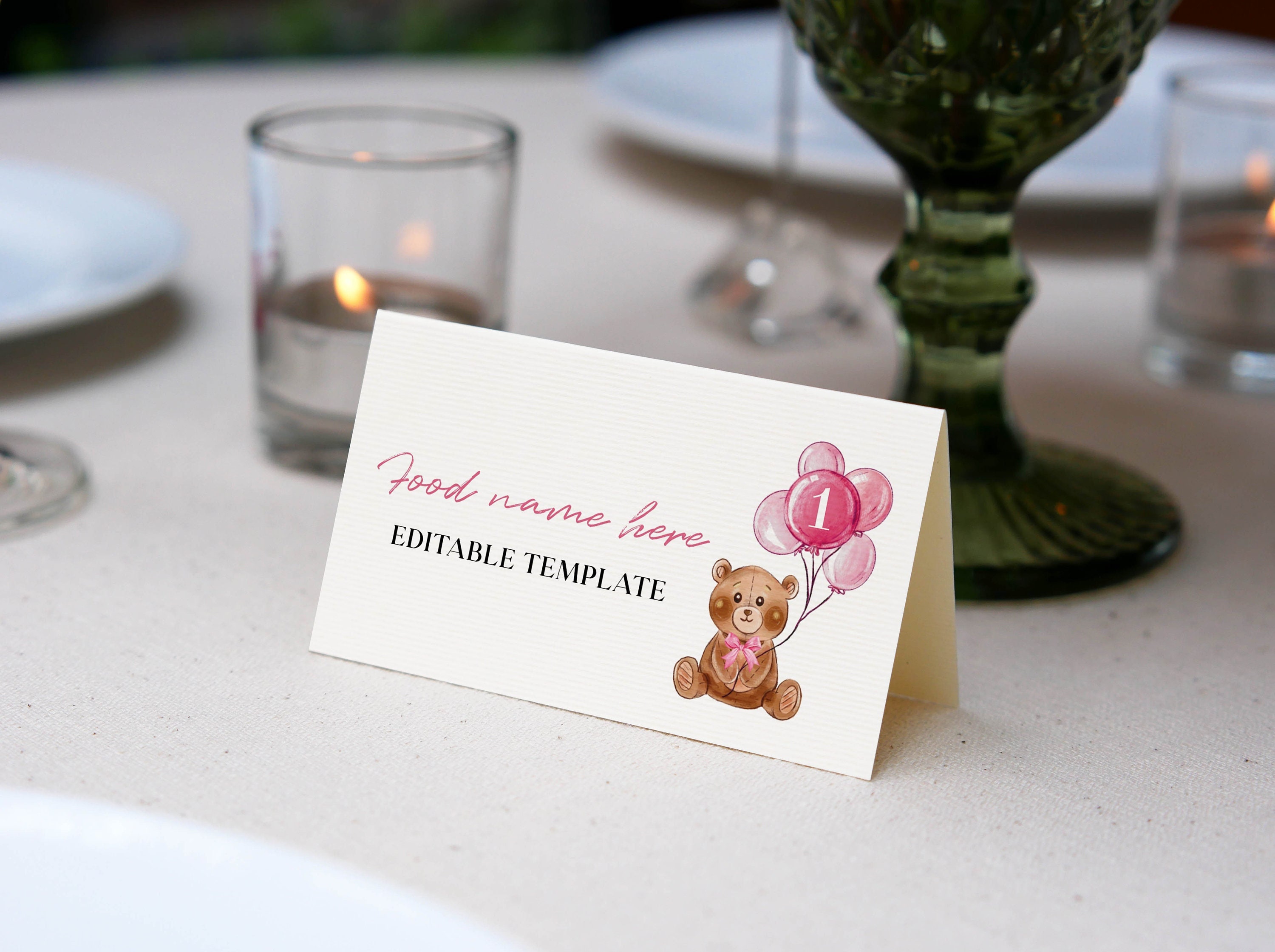 EDITABLE Bear Food Labels Beary First Birthday Food Tent - Etsy