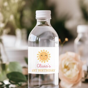 EDITABLE Sunshine Birthday Water Bottle Label, Girl Birthday Bottle ...