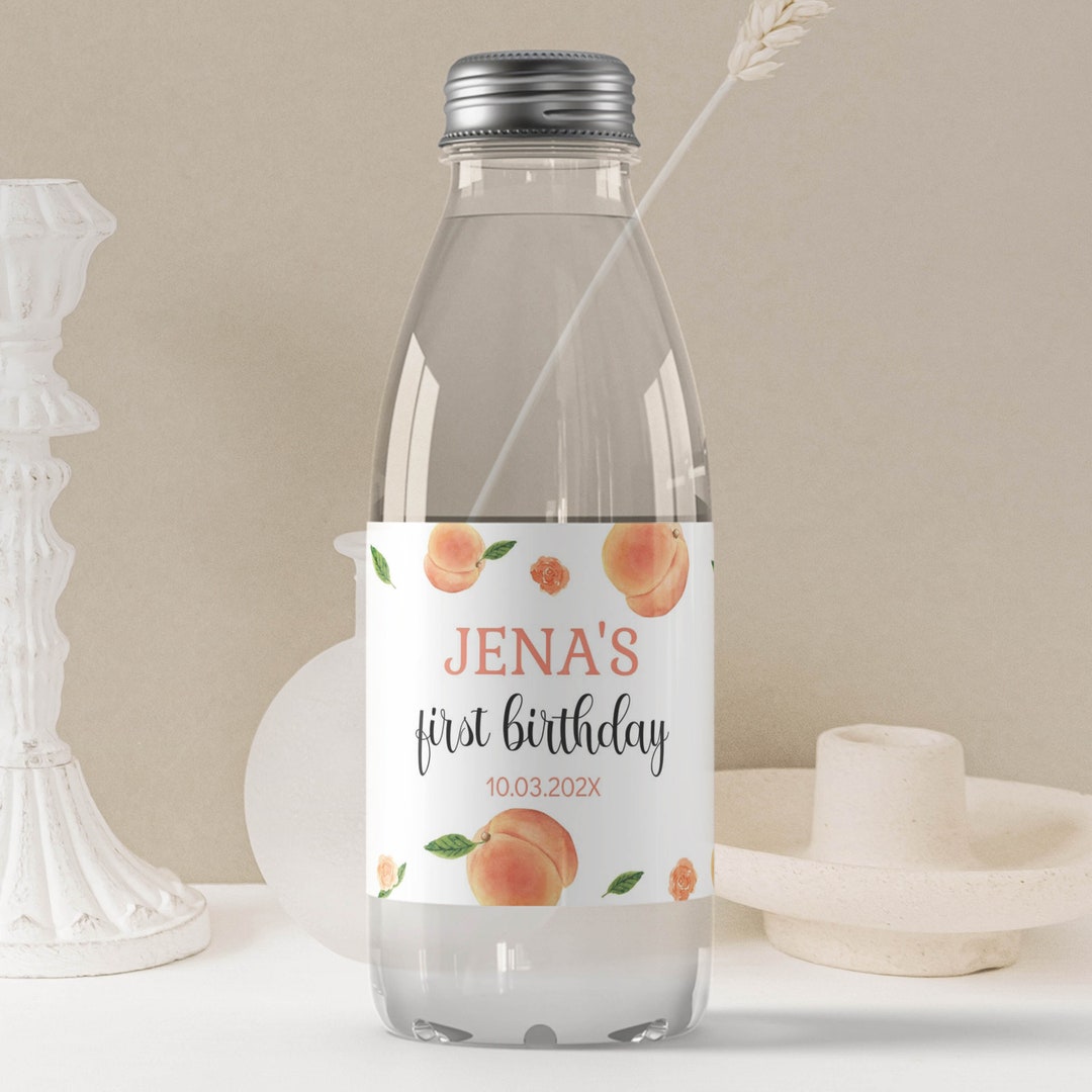 EDITABLE Sweet as a Peach Water Bottle Label Peach Floral 1st - Etsy