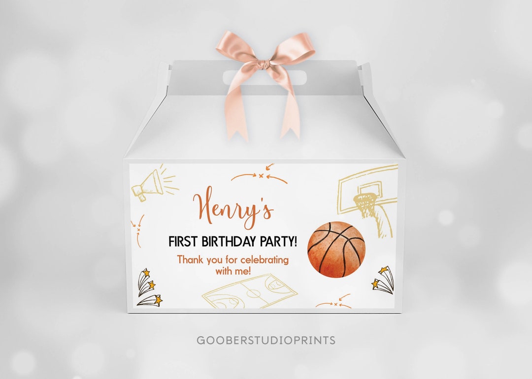 EDITABLE Basketball Gable Gift Box Label, Sports Birthday Party Favor ...