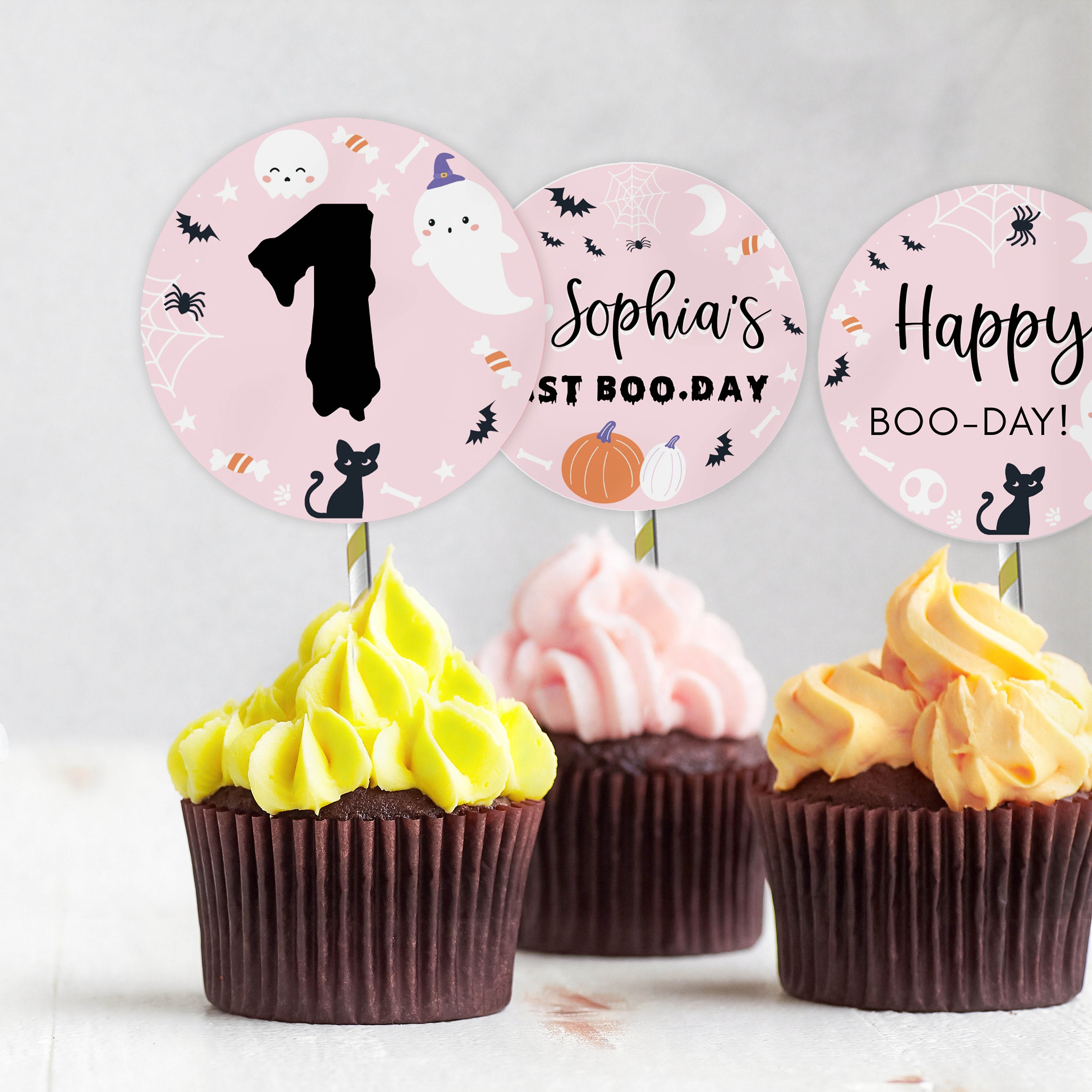Editable Spooky One Birthday Cupcake Topper Halloween 1st - Etsy