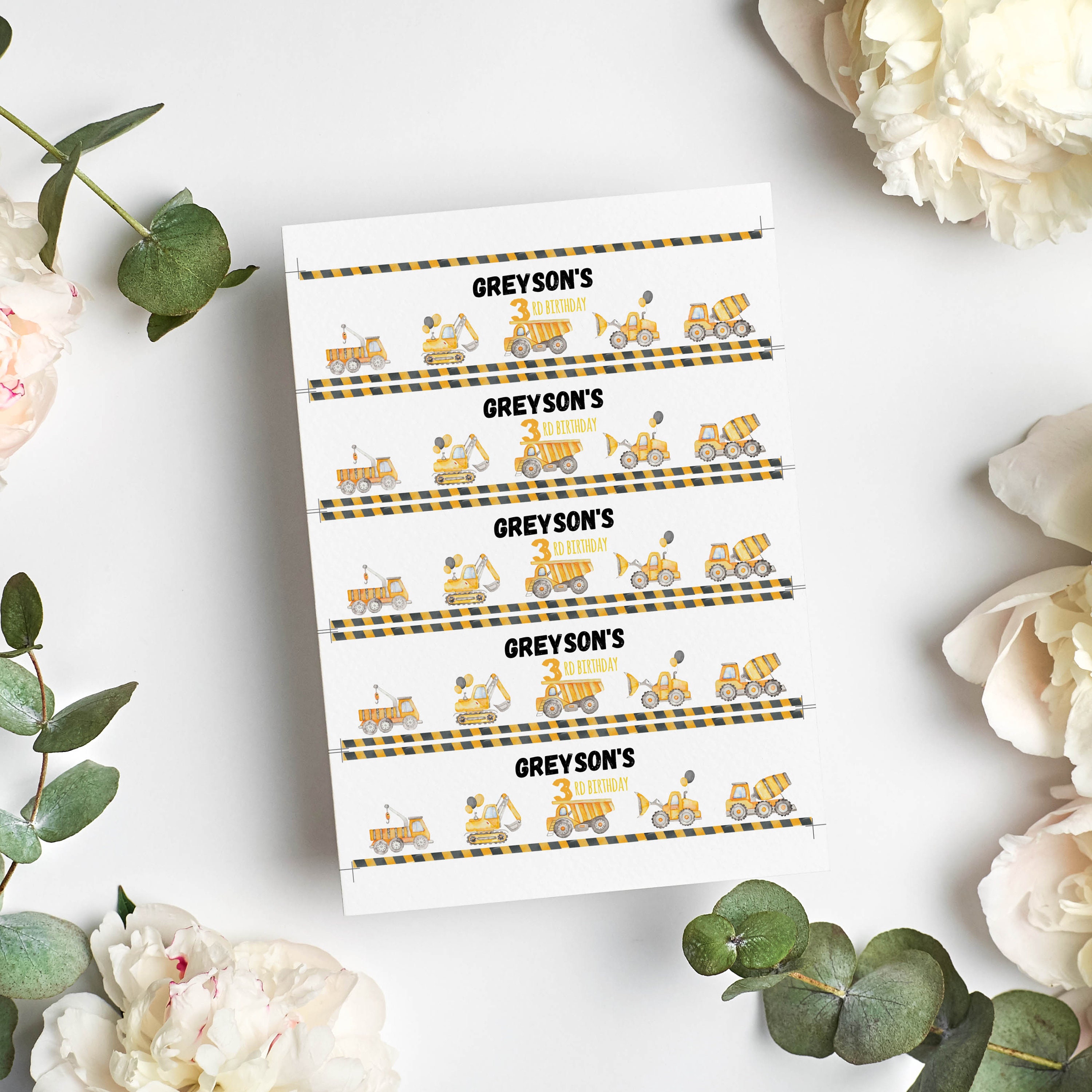 EDITABLE Construction Water Bottle Labels Construction - Etsy