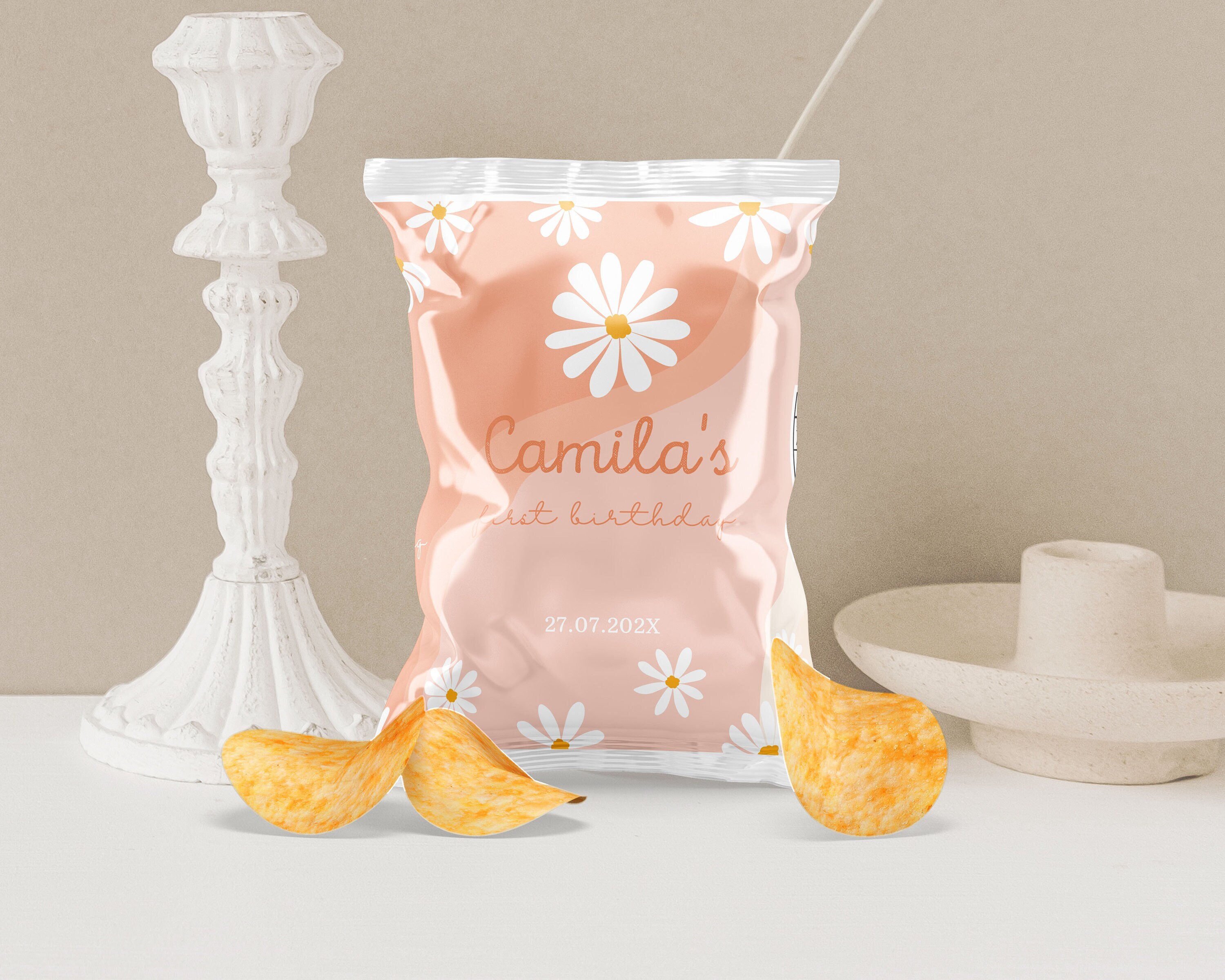 EDITABLE Daisy Birthday Party Chip Bag Boho Daisy Birthday - Etsy