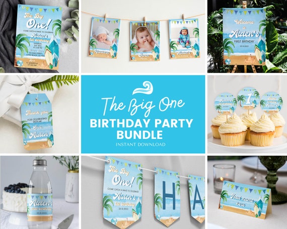Editable the Big One Birthday Invitation Bundle Surfing - Etsy