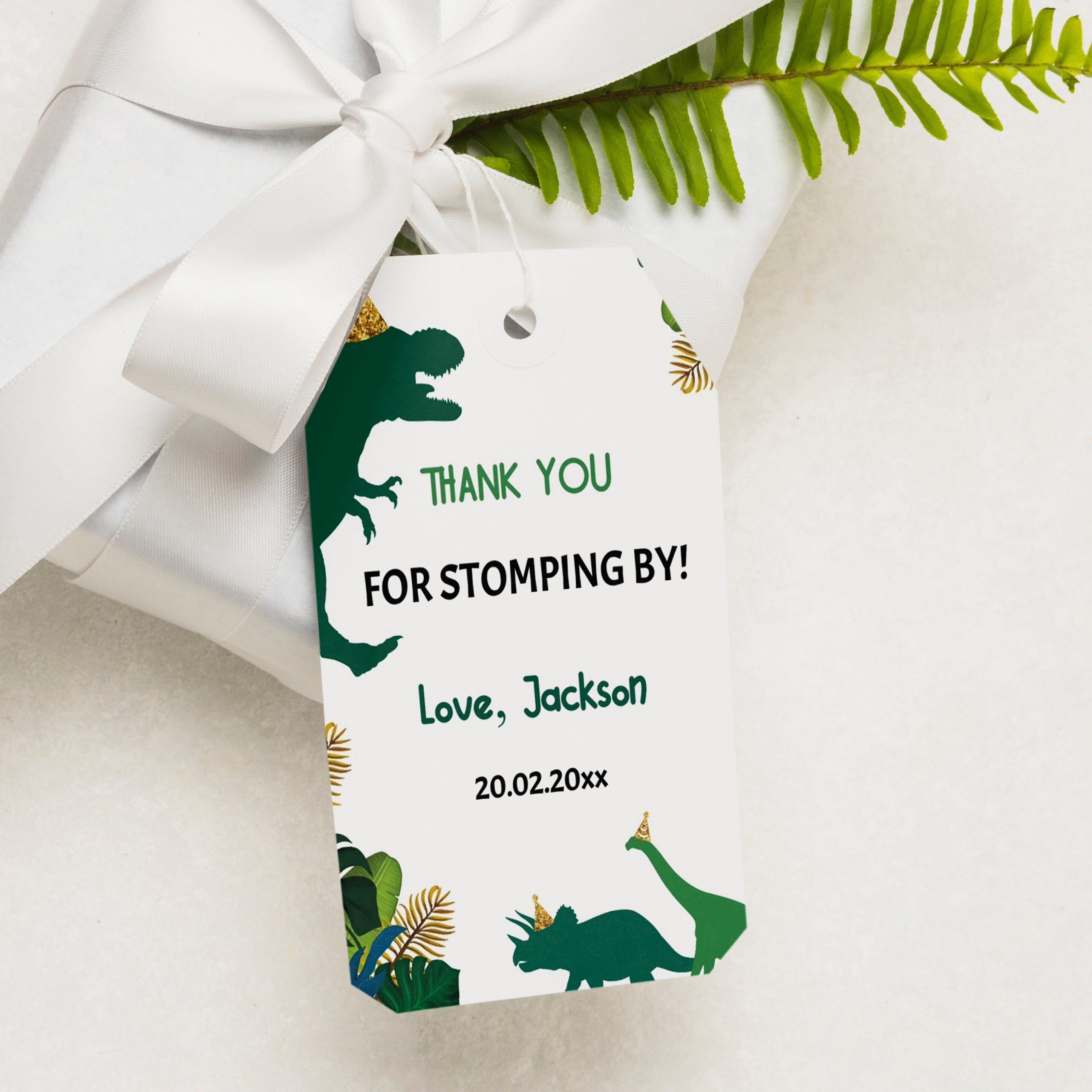 Easily Customizable & Printable Template Dino Party Gift Tags For Boy # ...