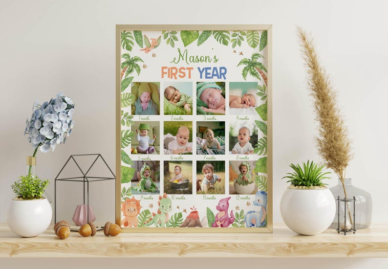 Editable Dinosaur 1st Birthday Photo Collage, Oneasaurus Party ...