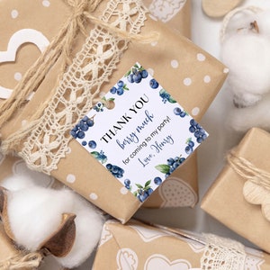 EDITABLE Blueberry Birthday Party Thank You Tag, Berry Sweet Birthday ...