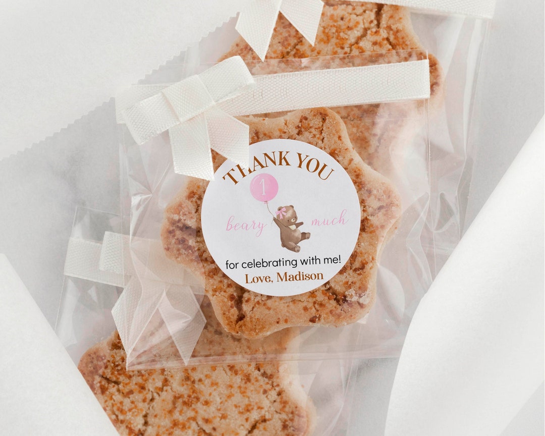 EDITABLE Beary First Birthday Thank You Tag, Bear Favor Label, Teddy ...
