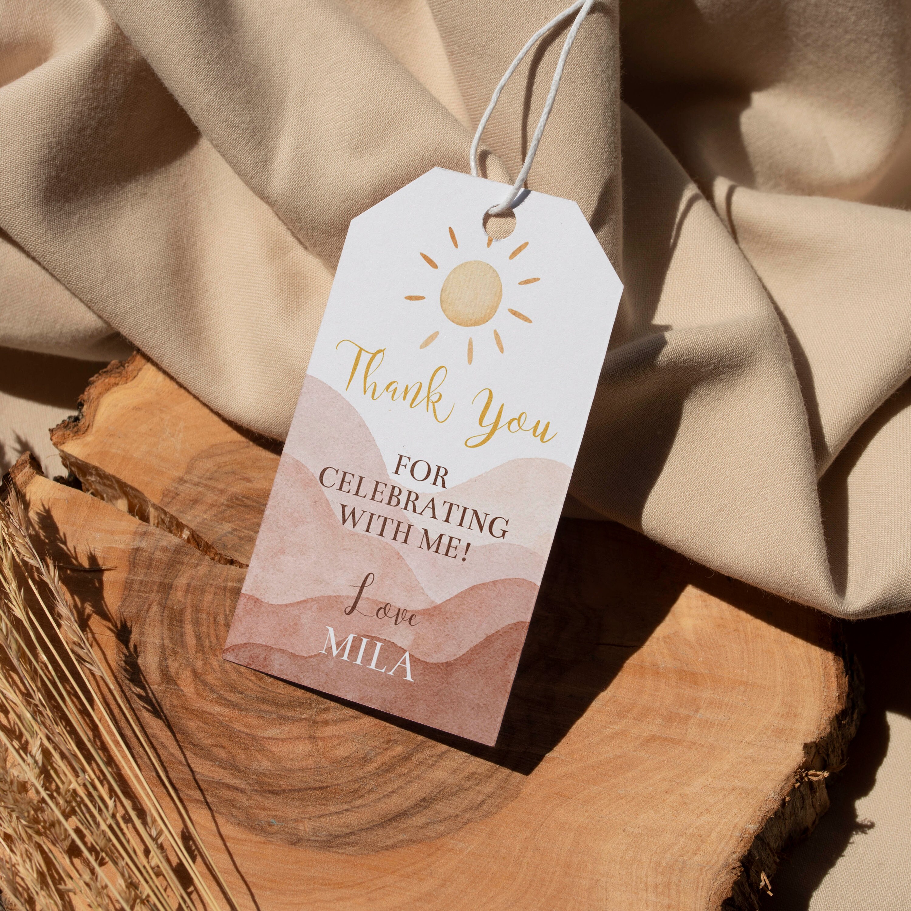 EDITABLE Sunshine Birthday Favor Tag Boho Sunshine Thank You | Etsy