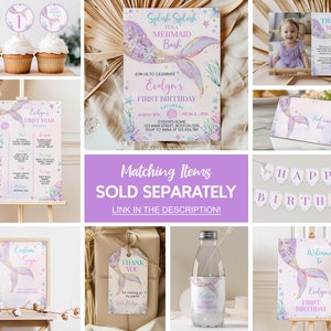 Editable Mermaid First Year Photo Collage, Mermaid 1st Birthday ...