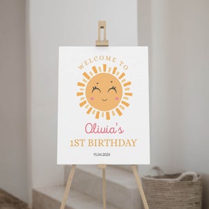 EDITABLE First Trip Around the Sun Welcome Sign, Sunshine Party Sign ...