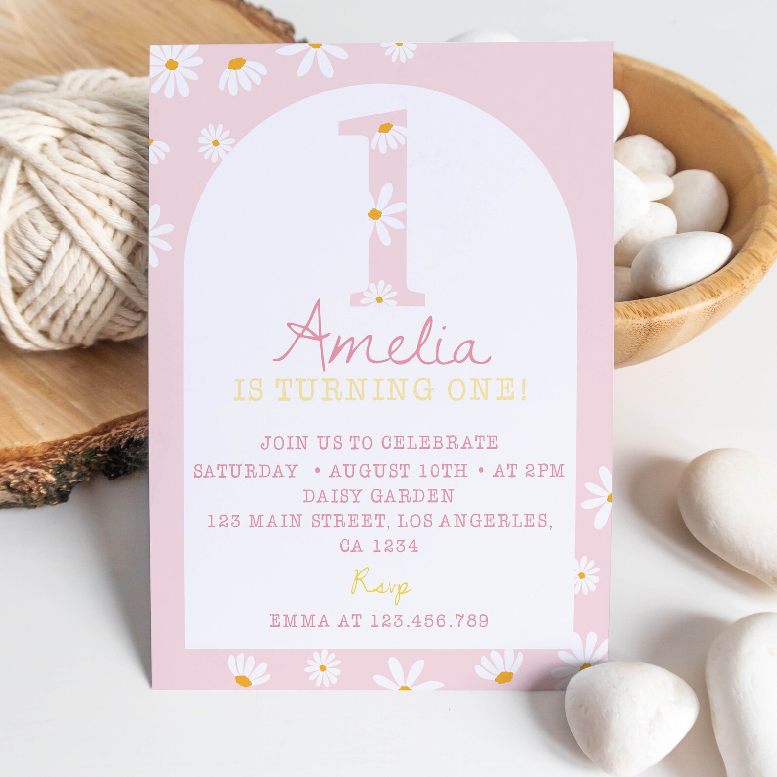 Editable Daisy First Birthday Invitation Daisy Birthday Party | Etsy