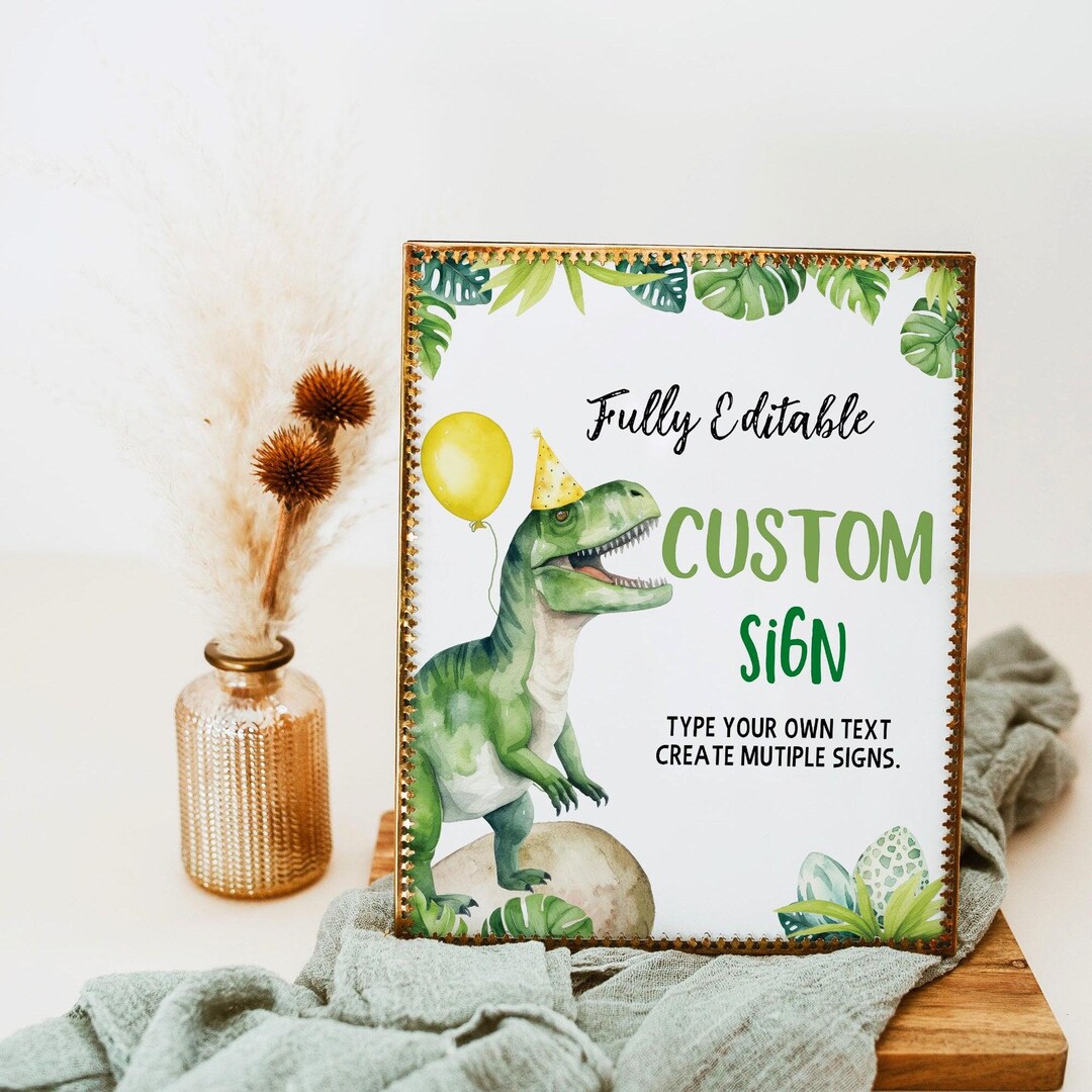 EDITABLE Dinosaur Birthday Party Sign, Dinosaur Birthday Decor ...