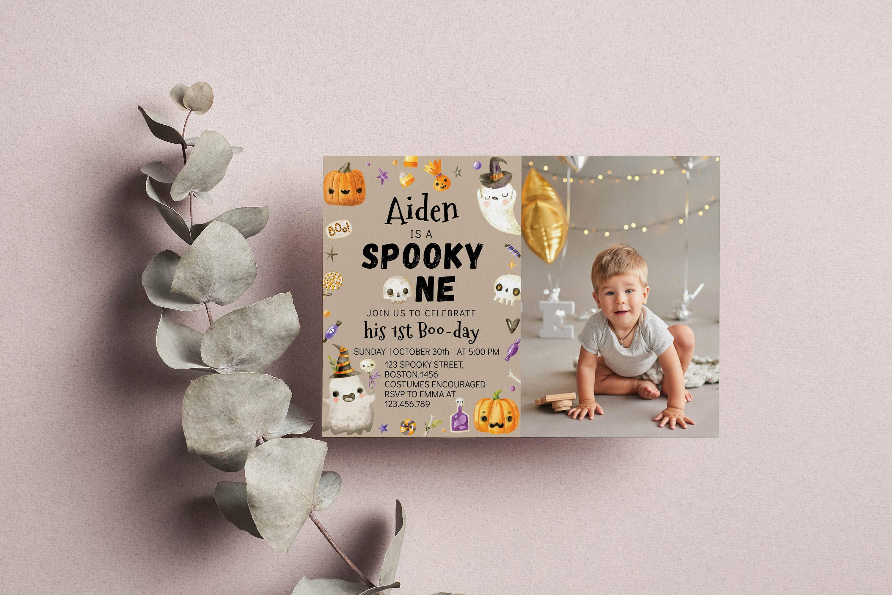 Editable Spooky One Birthday Invitation Halloween First - Etsy