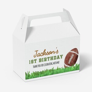 EDITABLE Football Gable Gift Box Label, Sports Birthday Party Favor Box ...