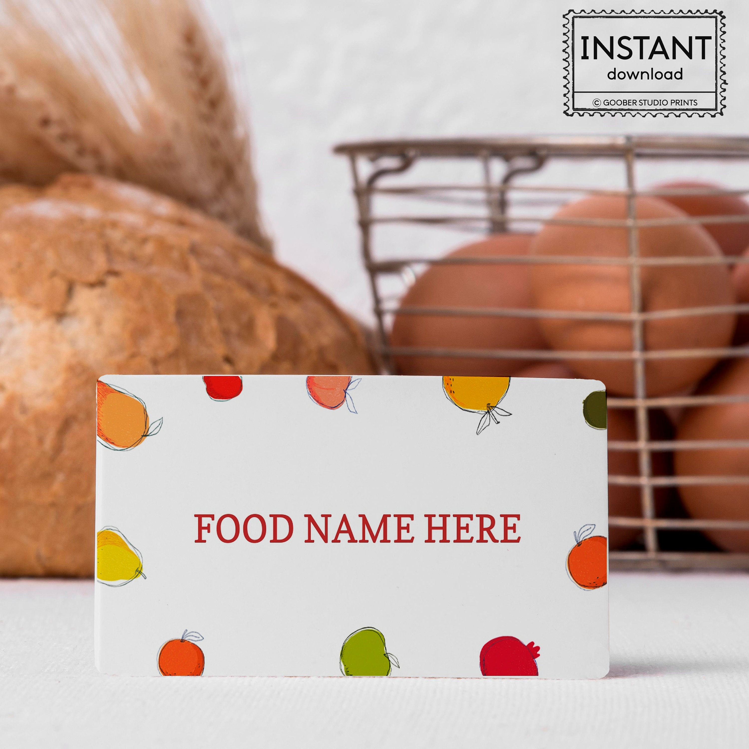 EDITABLE Food Tent Card Fruit Baby Shower Food Name Card | Etsy