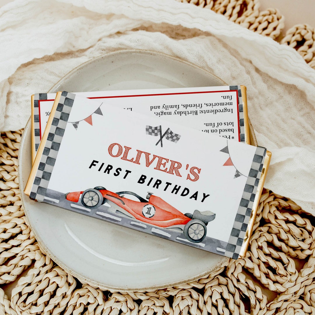 EDITABLE Race Car Birthday Boy Chocolate Wrapper, Boy 1st Birthday ...