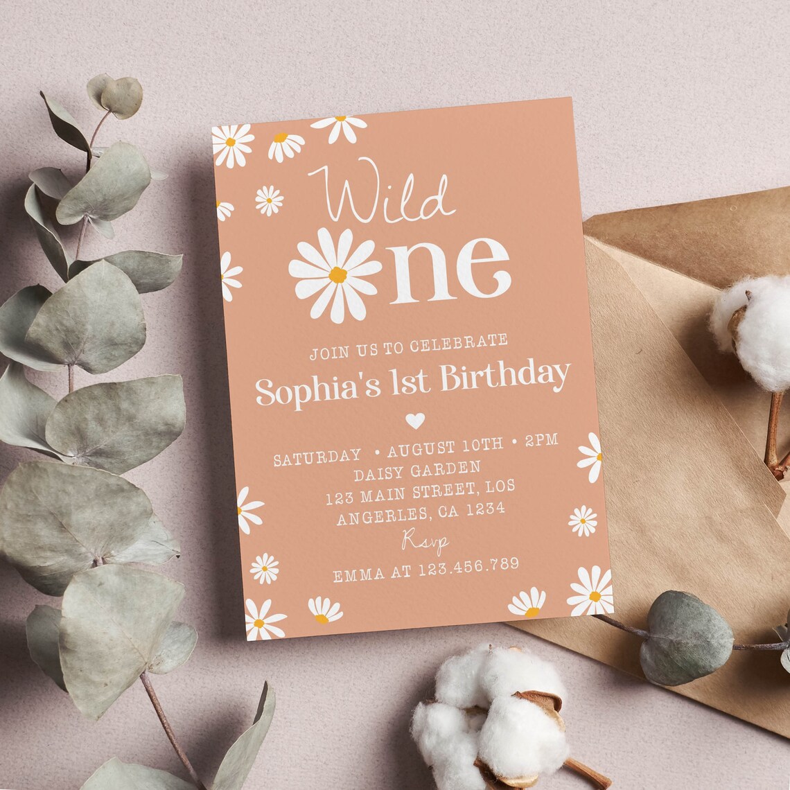 Editable Daisy Birthday Party Invitation Daisy First Birthday - Etsy