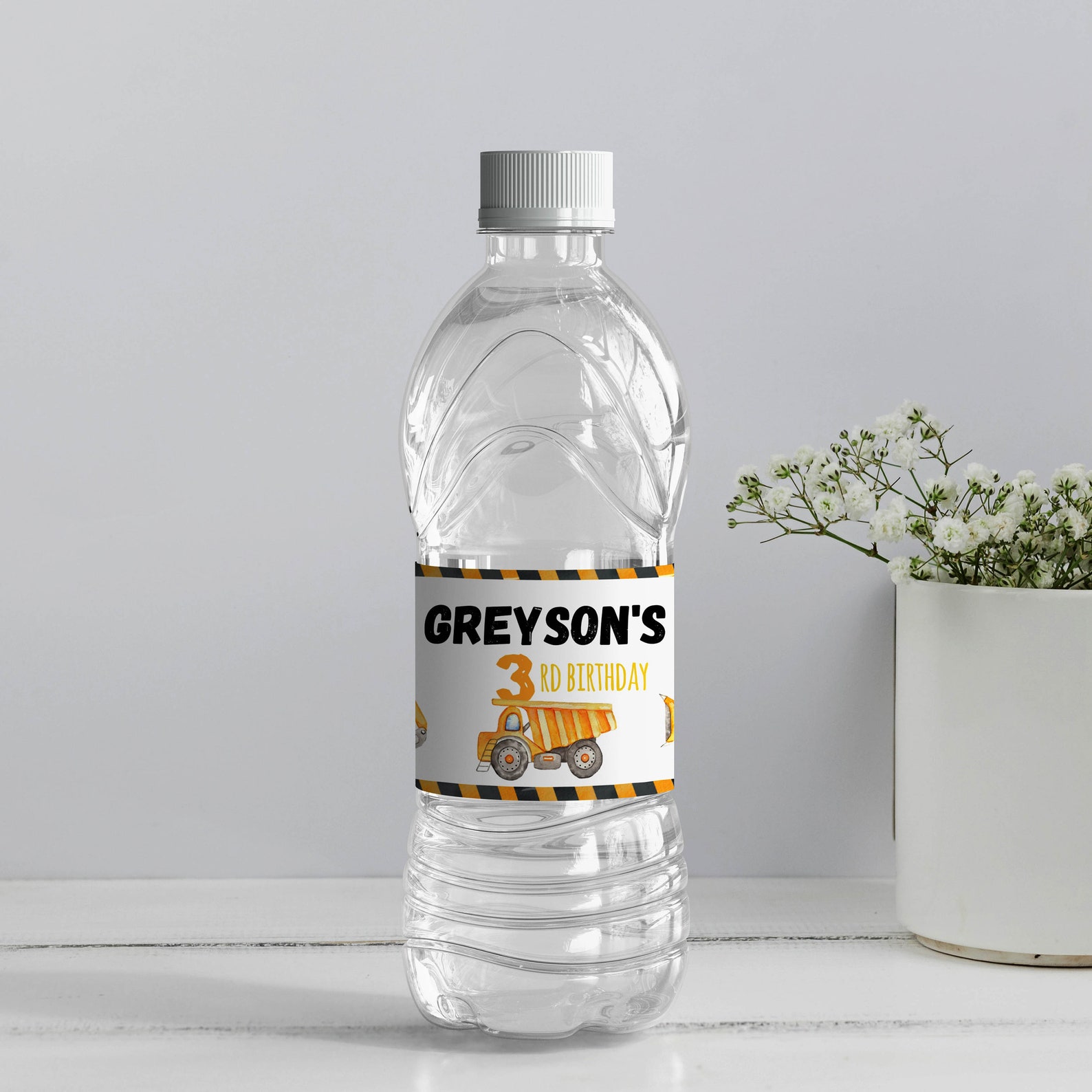 EDITABLE Construction Water Bottle Labels Construction - Etsy
