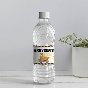 EDITABLE Construction Water Bottle Labels Construction - Etsy