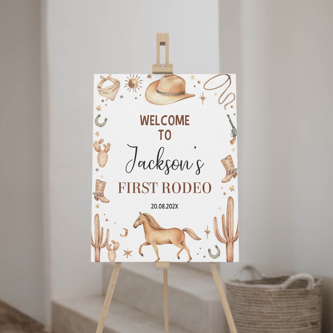 EDITABLE Wild West Birthday Welcome Sign, Cowboy 1st Birthday Sign ...