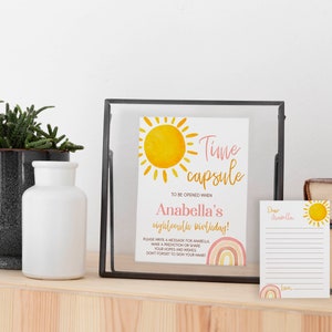 EDITABLE First Trip Around the Sun Time Capsule Template, Boho Rainbow ...