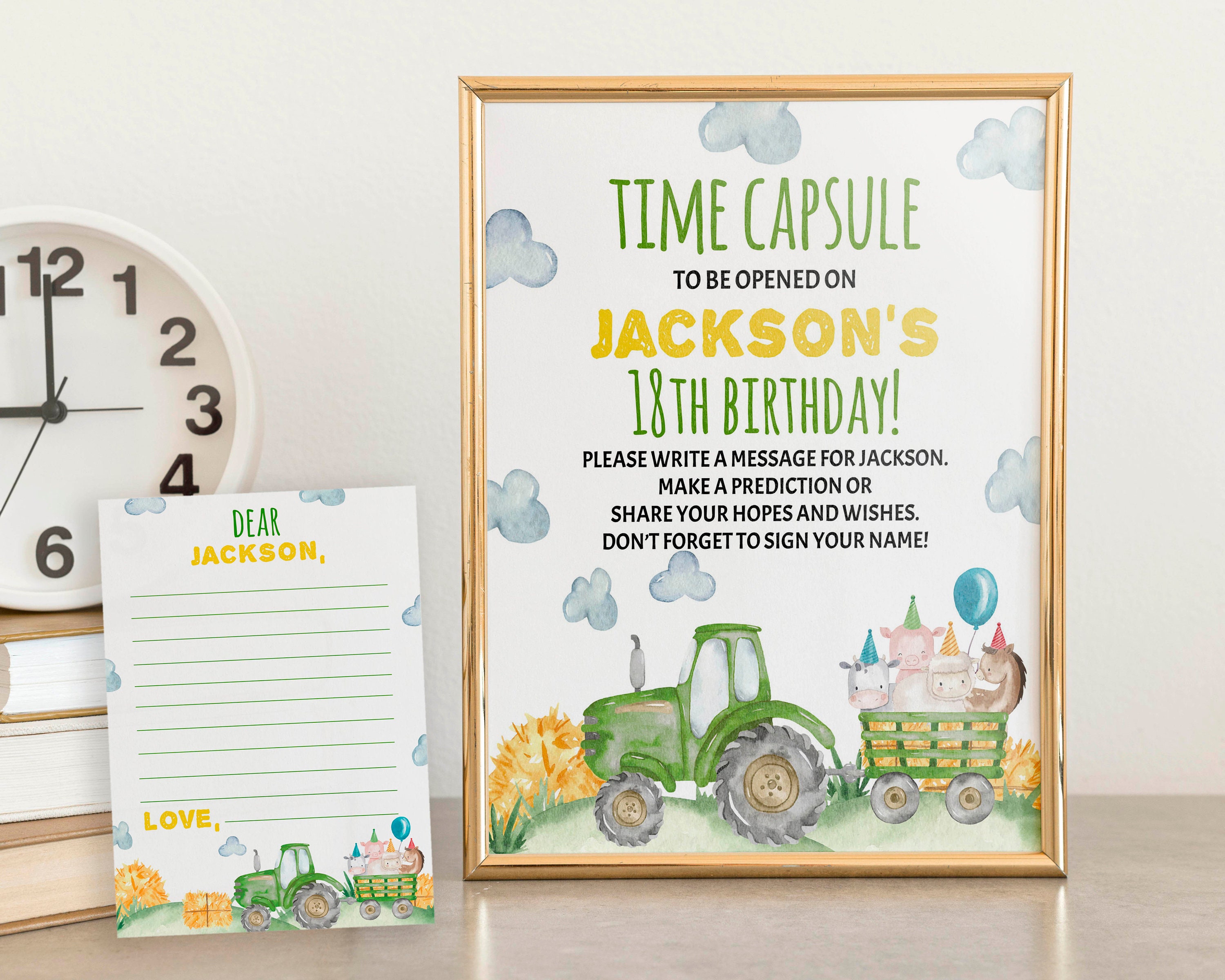 EDITABLE Tractor Birthday Time Capsule Template Farm Birthday - Etsy