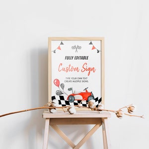 EDITABLE Fast One Birthday Party Sign, Race Car Custom Sign, Racing ...