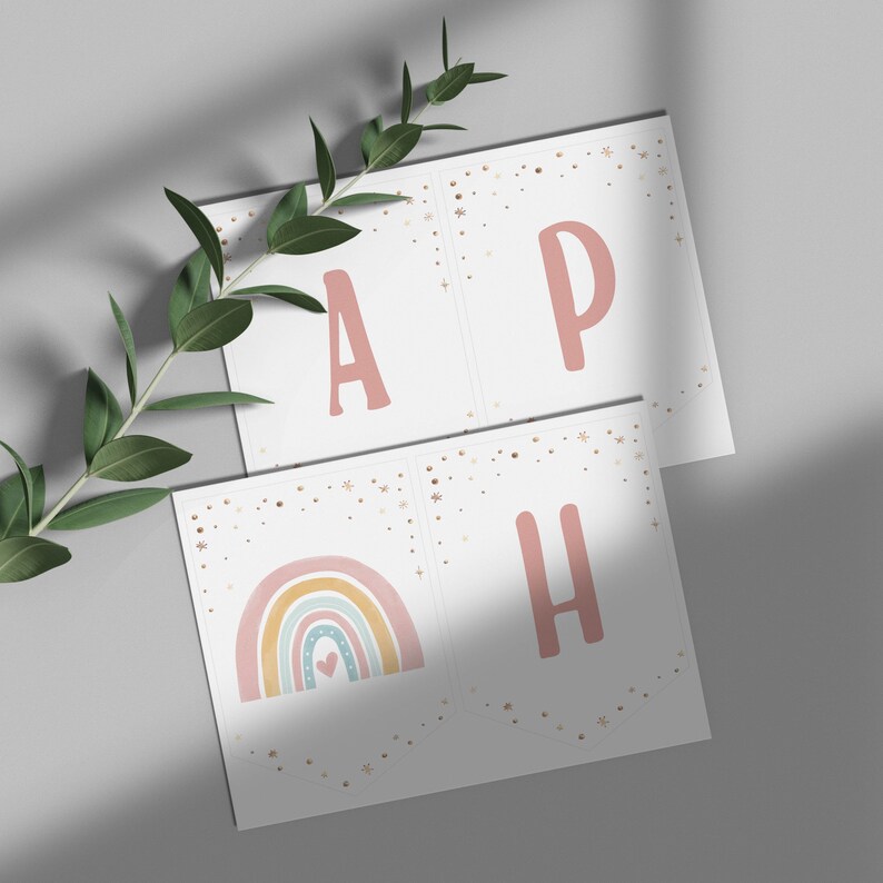 Editable Boho Rainbow Birthday Banner Custom Boho Happy - Etsy