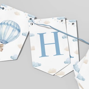 Editable Teddy Bear Birthday Banner, Hot Air Balloon Happy Birthday ...