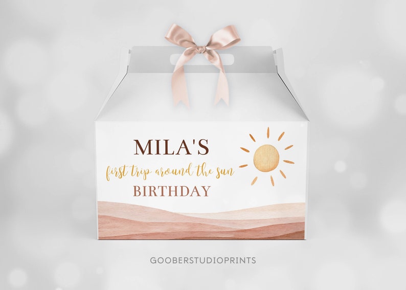 EDITABLE First Trip Around the Sun Birthday Gable Gift Box - Etsy
