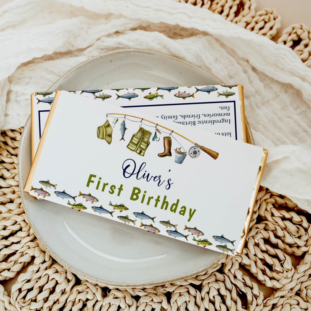 EDITABLE Fishing Birthday Party Chocolate Wrapper, the Big One 1st ...