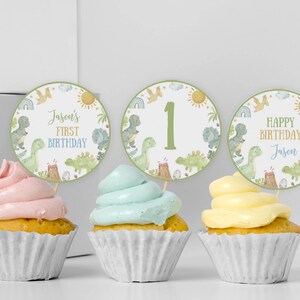 Editable Dinosaur Cupcake Toppers, Dinosaur Birthday Party Decorations ...