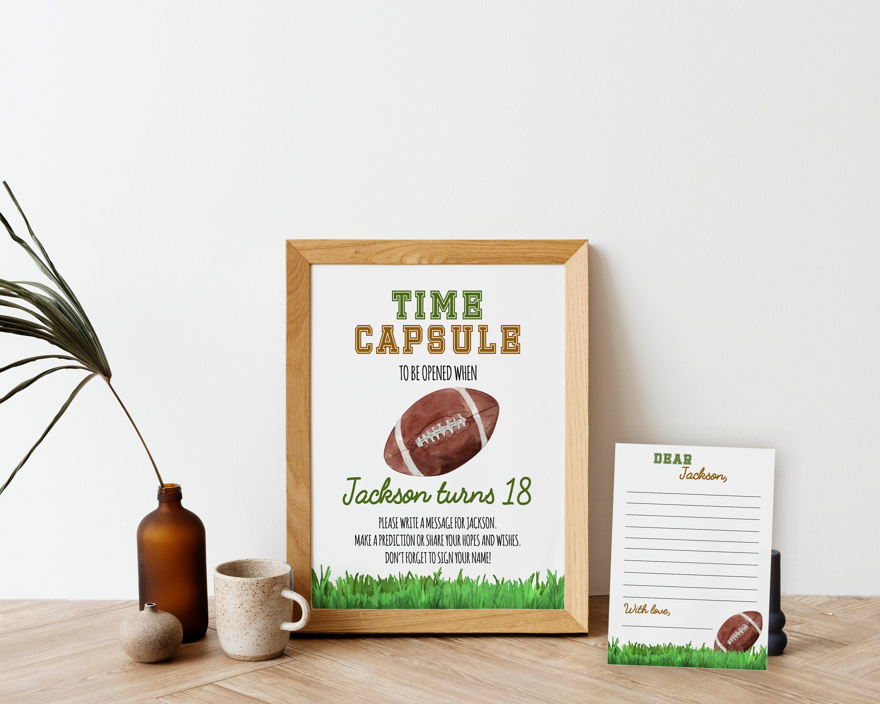 EDITABLE Football Birthday Time Capsule Template, Sports Birthday Party ...