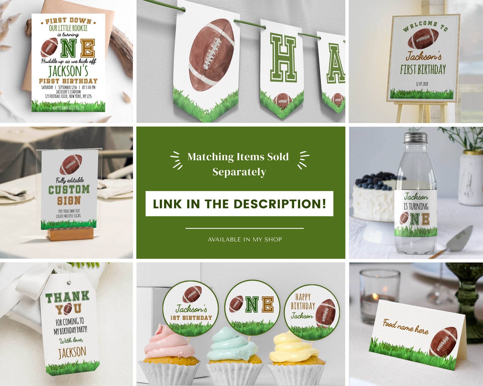 Editable Football Birthday Banner, Sports Birthday Banner, Football ...