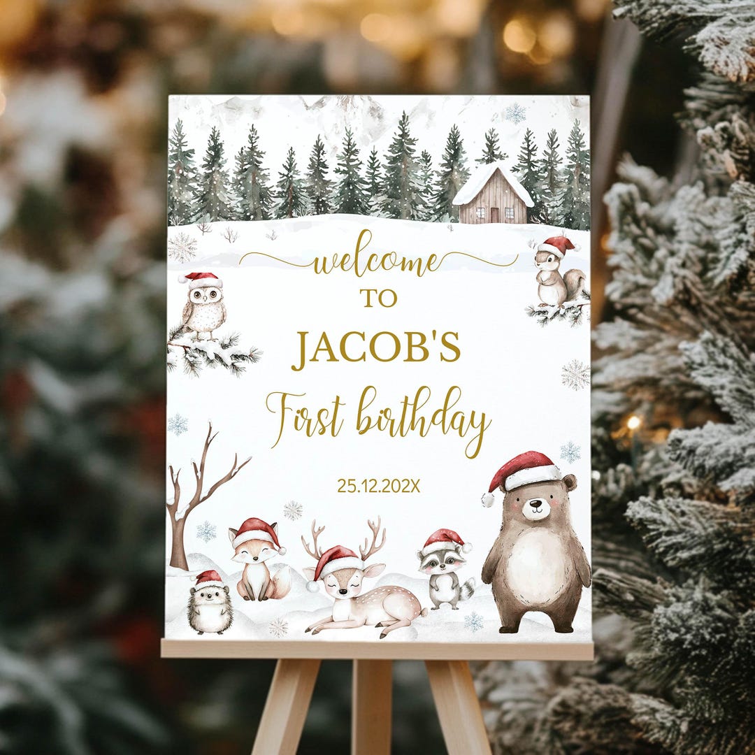 EDITABLE Winter Onederland Birthday Welcome Sign, Winter Birthday Party ...