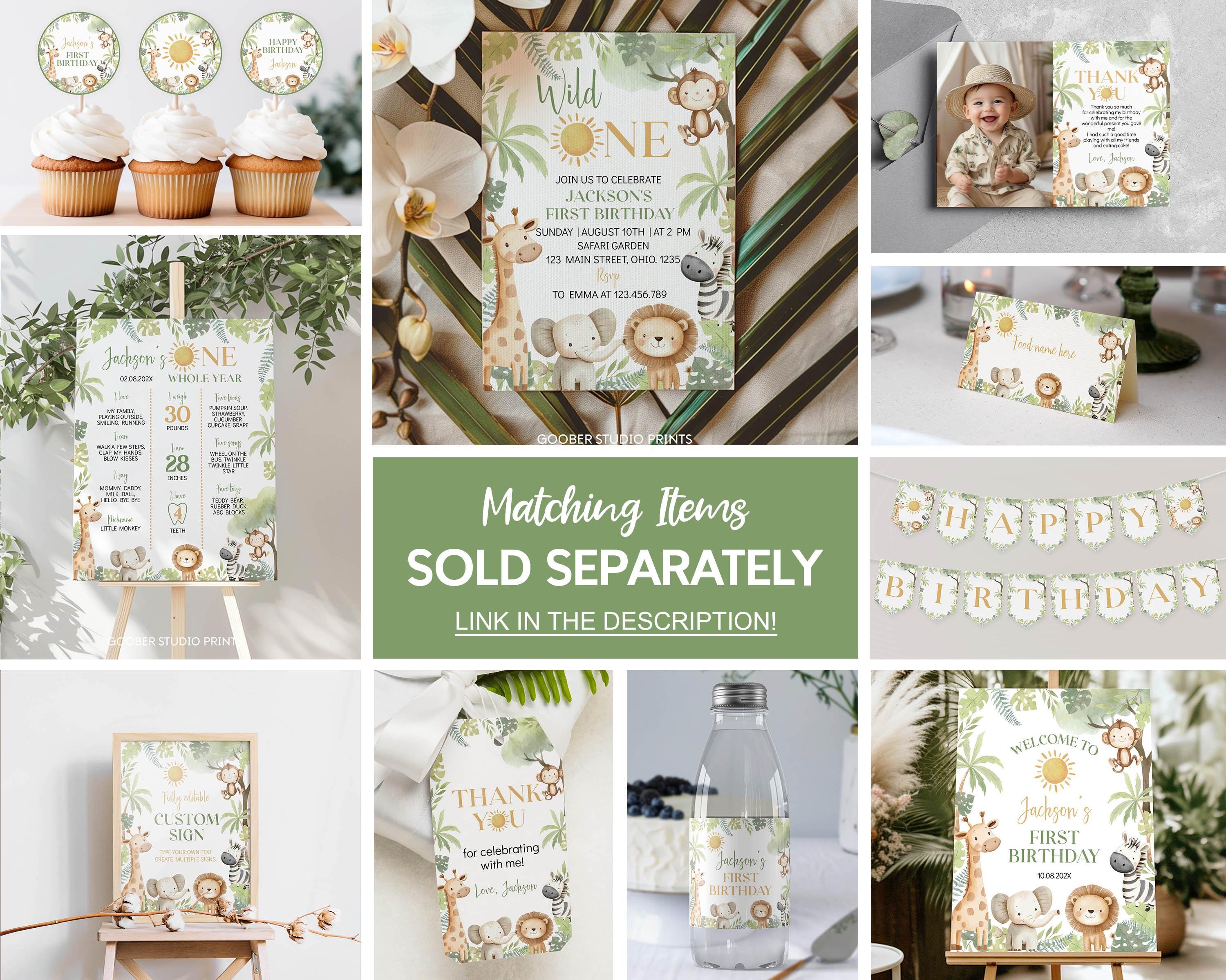 EDITABLE Wild One Birthday Favor Tag, Safari Birthday Party Thank You ...