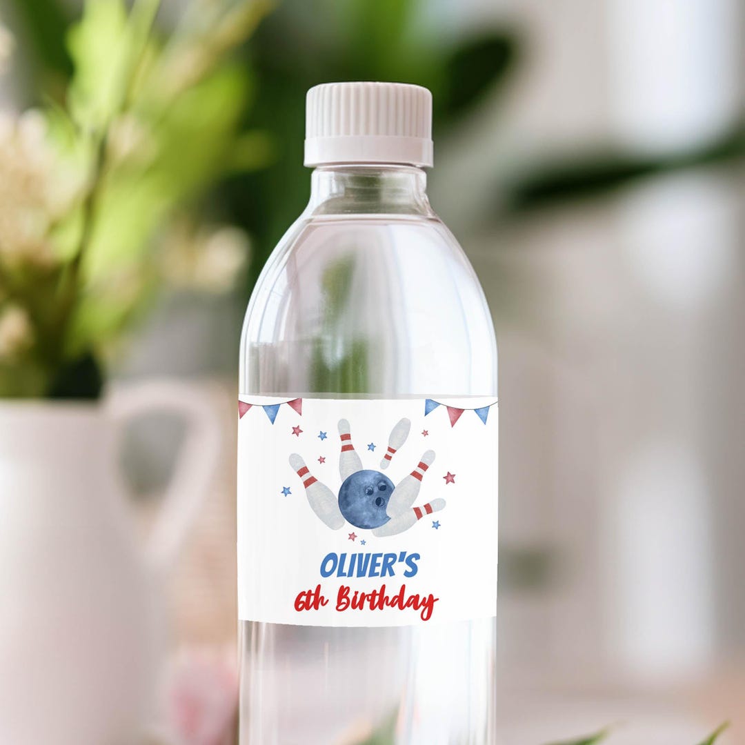 Bowling Water Bottle Labels | Editable Printable Drink Wraps for ...