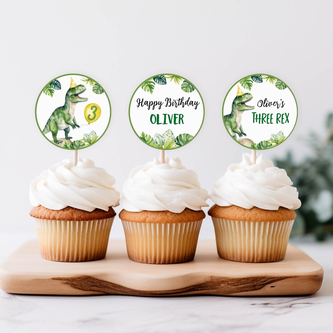Editable Dinosaur Cupcake Toppers, Dinosaur Birthday Party Decorations ...