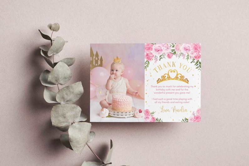 EDITABLE Princess Birthday Party Thank You Card Princess - Etsy