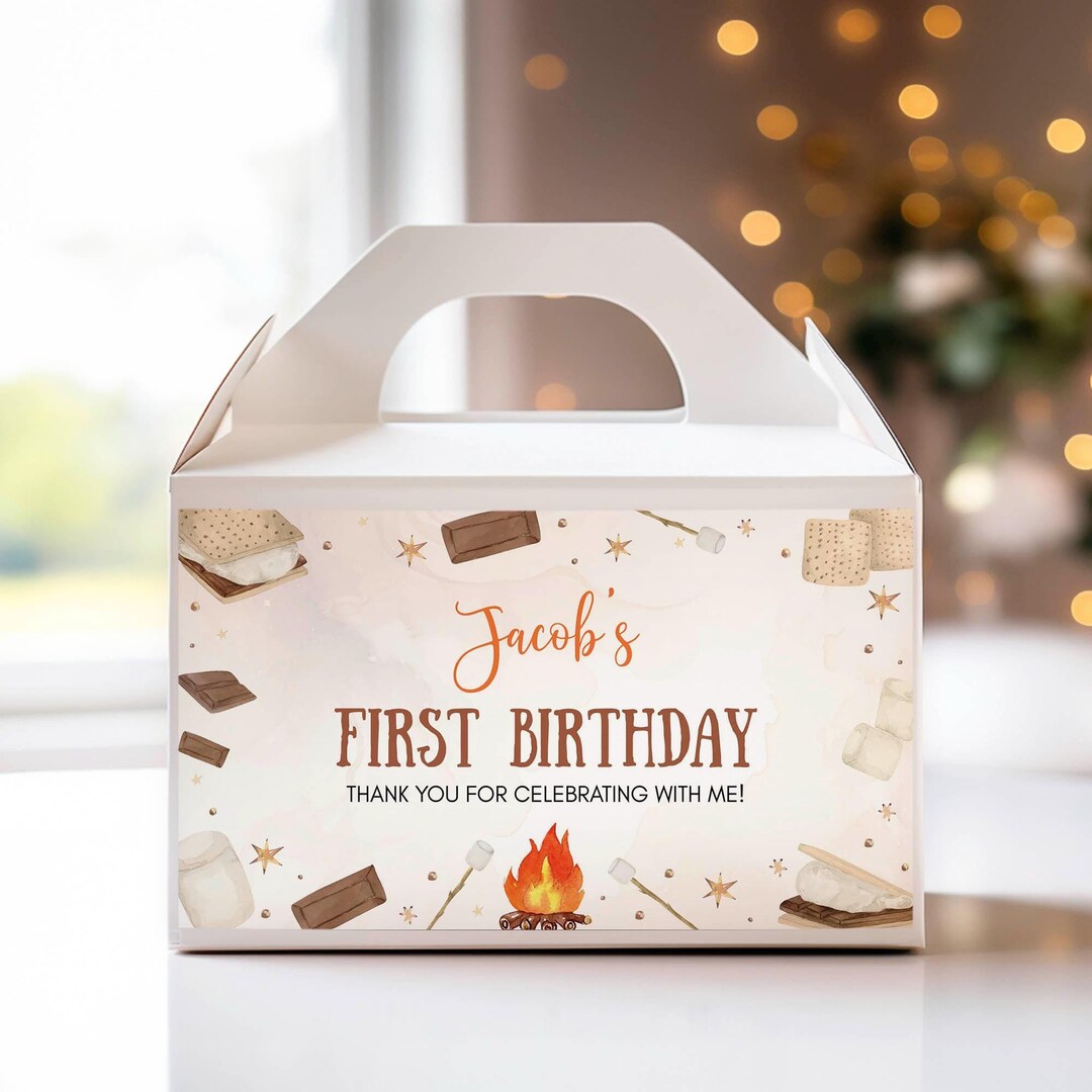 Editable S'mores Birthday Gable Box Labels, Camping Birthday Gable Box ...