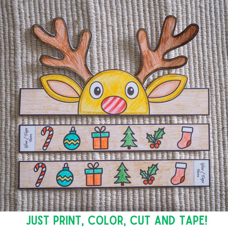Printable Reindeer Hat Craft | DIY Christmas Activity | Instant ...