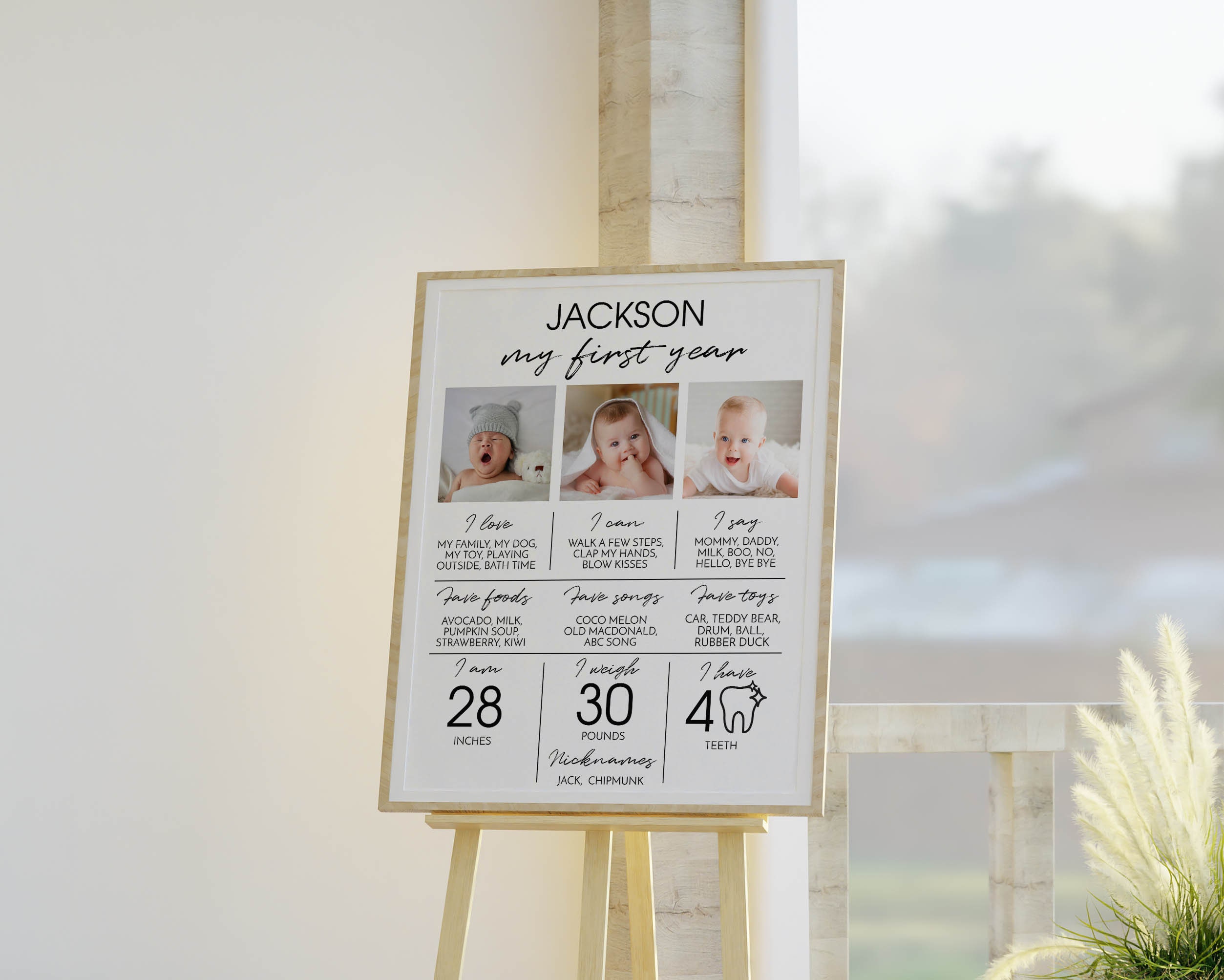 EDITABLE First Birthday Milestone Board Modern 1st Birthday - Etsy