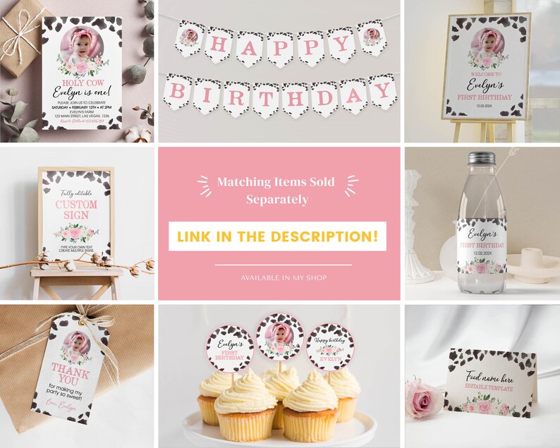 EDITABLE Cow Birthday Party Welcome Sign, Holy Cow I'm One Birthday ...