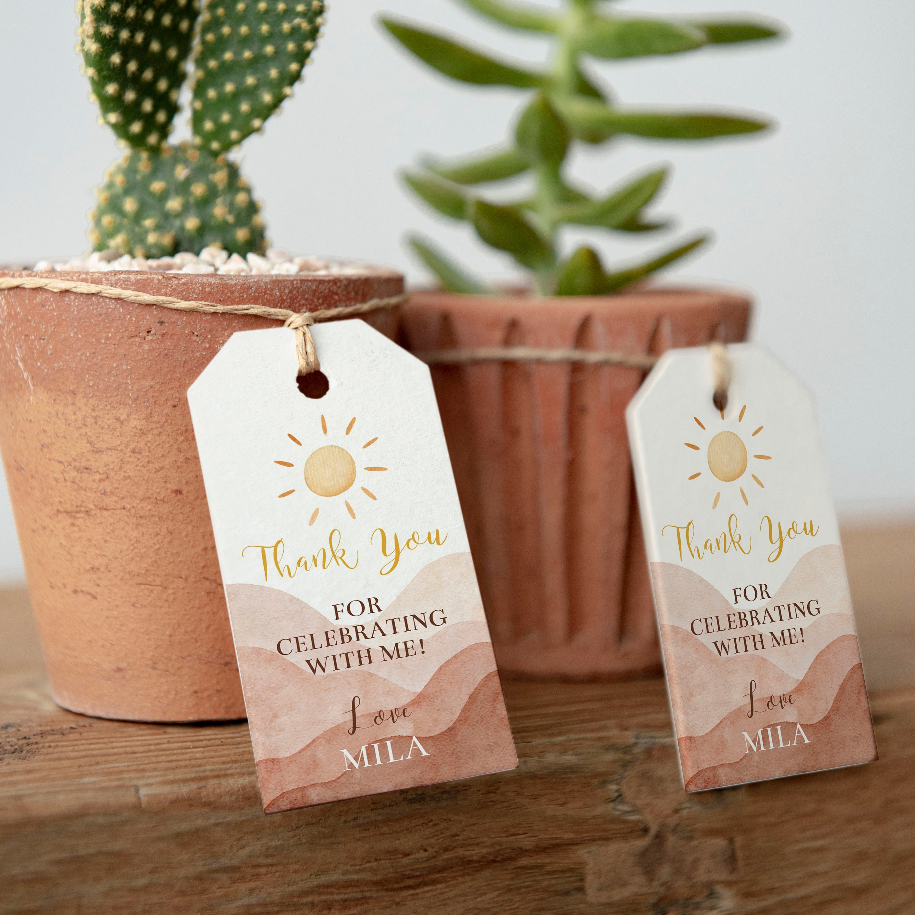 EDITABLE Sunshine Birthday Favor Tag Boho Sunshine Thank You - Etsy