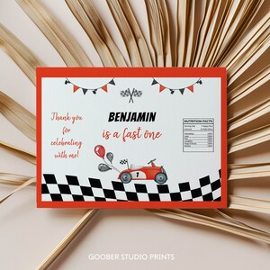 EDITABLE Fast One Birthday Chip Bags, Race Car Party Favor Bags, Boy ...