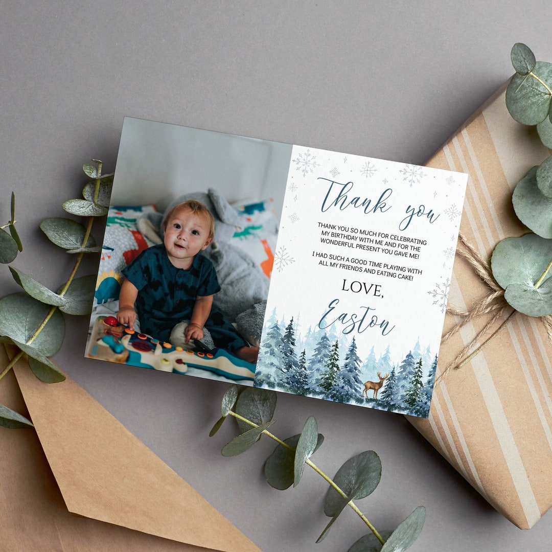 EDITABLE Winter Onederland Thank You Card, Winter 1st Birthday Thank ...