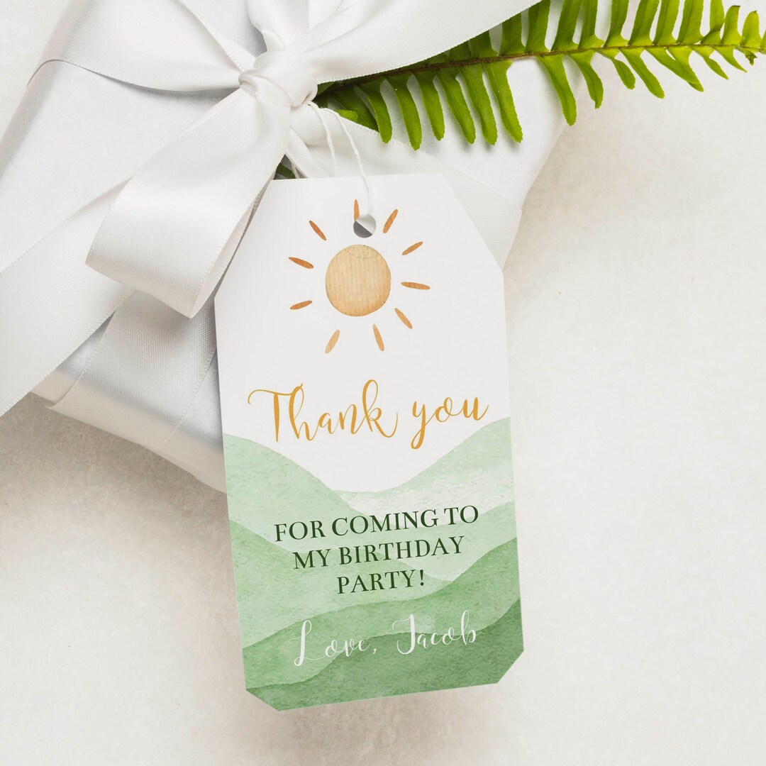 EDITABLE Sunshine Birthday Favor Tag, Boho Sunshine Thank You Tag ...